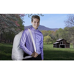 Handy Laundry Canvas Duffel Bag - Drawstring, Leather Closure, Shoulder Strap. (2-PACK)