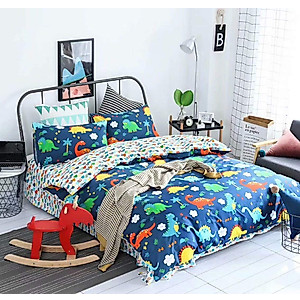 Wellboo Dinosaur Pillow Cases Queen Kids Toddler Green Pillow Shams 20x26 inches Boys Girls Forest Jurassic Pillow Protectors Cute Cartoon Animals Green Pillowcases Set of 2 with Envelope Closure