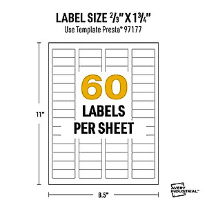 Avery UltraDuty GHS Labels, Waterproof, 2/3 x 1-3/4 Inch Rectangle Labels, Pack of 1500 White Labels for Use with Pigment Inkjet Printers