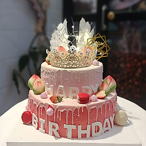 yyoemas Round Crystal Queen Crowns for Women, Rose Gold Rhinestone Tiara Cake Topper, Wedding Crowns Tiara for Bridal Birthday Party Queen Pageant Hair Accessories