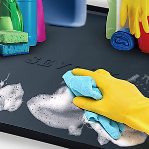 SEVCHY Under Sink Mat 34''x22'', Silicone Under Sink Cabinet Protector Mat, Silicone Waterproof Mat Multi-functional for Kitchen, Bathroom and Laundry Room, Easy to Install Flexible Mat (Grey)