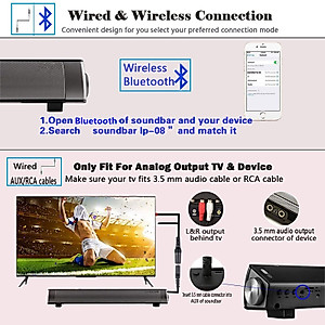 ASIYUN Soundbar 10W Wired and Wireless Speaker Audio Stereo Long-Standby for Smartphones Tablets Projector and Wireless Devices