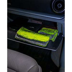 [Amphibian Mini] Dual Side Glass Cleaning Microfiber Towel - One Side Twist, One Side Plush - 8"x8" (Green/Gray)