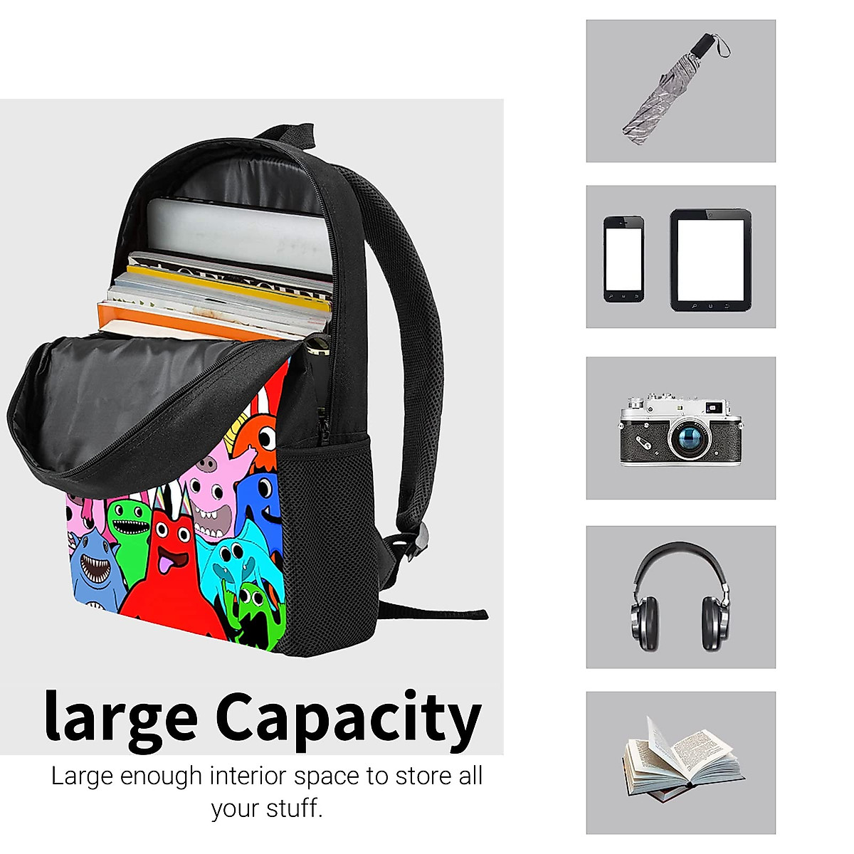 mfiwena Cool 17'' Game Backpack, Casual Bookbag with Adjustable Strap Multifunction Large Capacity Laptop Bag for Boys and Girls