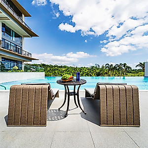 ZOTORUN Outdoor 19" Cast Aluminum Round Side Table End Table for Patio, Backyard, Pool, Indoor Companion, Easy Maintenance and Weather Resistant, Bronze