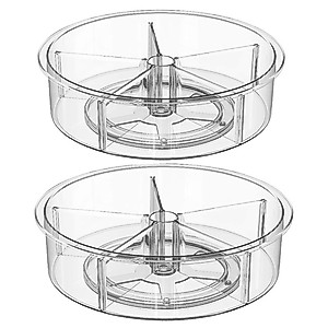 SANNO Lazy Susan Turntable Organizer Cabinet Organizer 12" Divided Lazy Susan Turntable Storage Container for Kitchen Cabinet