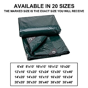 CARTMAN Finished Size 10x12 Feet Waterproof Green Tarp 8 Mil Thick, Multipurpose Protective Cover for Emergency Rain Shelter Camping Tarpaulin