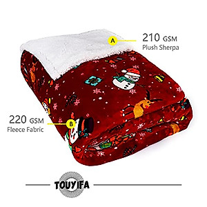 Christmas Blanket,Sherpa Blanket,Red Throw Blanket for Couch,Weighted Soft Fleece Blanket,Gift for Kids Women,Breathable, Comfortable, Anti-Pilling, Machine Washable|50'' X 60''