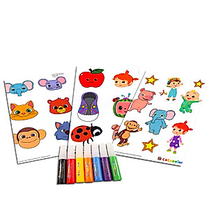Cocomelon Window Clings Party Favors Set - Cocomelon Arts and Crafts Bundle with Puffy Paint Plus Stickers, More (Cocomelon Party Supplies Set)