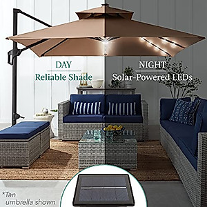 Best Choice Products 10x10ft 2-Tier Square Cantilever Patio Umbrella with Solar LED Lights, Offset Hanging Outdoor Sun Shade for Backyard w/Included Fillable Base, 360 Rotation - Sky Blue