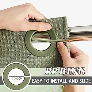 Yuanice No Hooks Needed Waffle Fabric Stall Shower Curtain 36x72 with Snap in Liner,Sage Green Narrow Shower Curtain Set with See Through Top Window Hotel Grade Decorative Spa Like Bath Curtain.