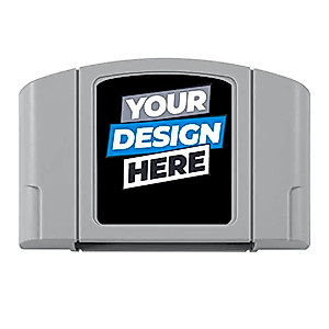 PRYMALL N64 Game Cartridge Shell with Custom Printed Label (Regular, Gray)