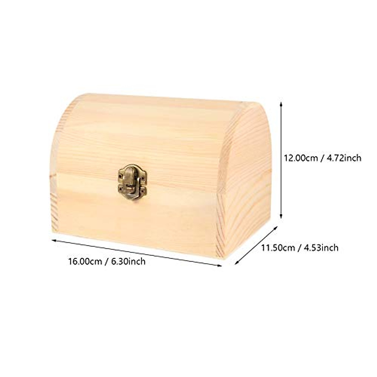 Hemoton Wood Craft Box Unfinished Wood Box Natural DIY Craft Stash Boxes Treasure Box Storage Trunks Storage Chests Jewery Case Gift Box with Hinged Lid Clasp for Arts Home Storage