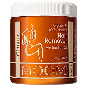 MOOM Organic Sugar Waxing Kit Refill with Tea Tree Oil & Chamomile - Natural Painless Wax Hair Removal – Perfect for Legs Face & Eyebrow - Facial Wax Kit 6 oz. 1 Pack