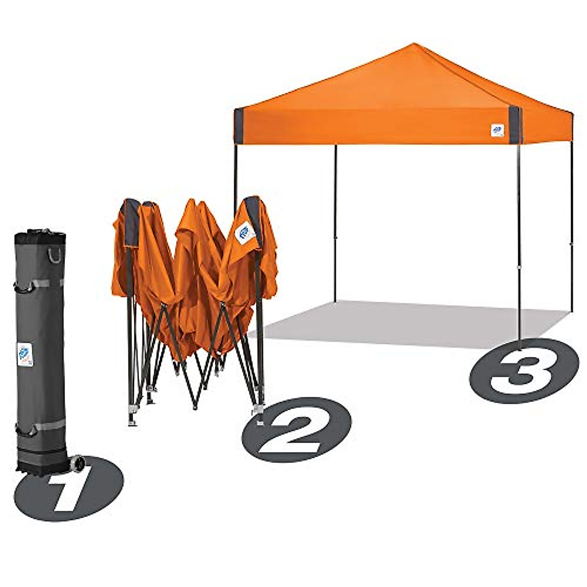 E-Z UP Pyramid Instant Shelter Canopy, 10' x 10' with Wide-Trax Roller Bag & 4 Piece Spike Set, Royal Blue