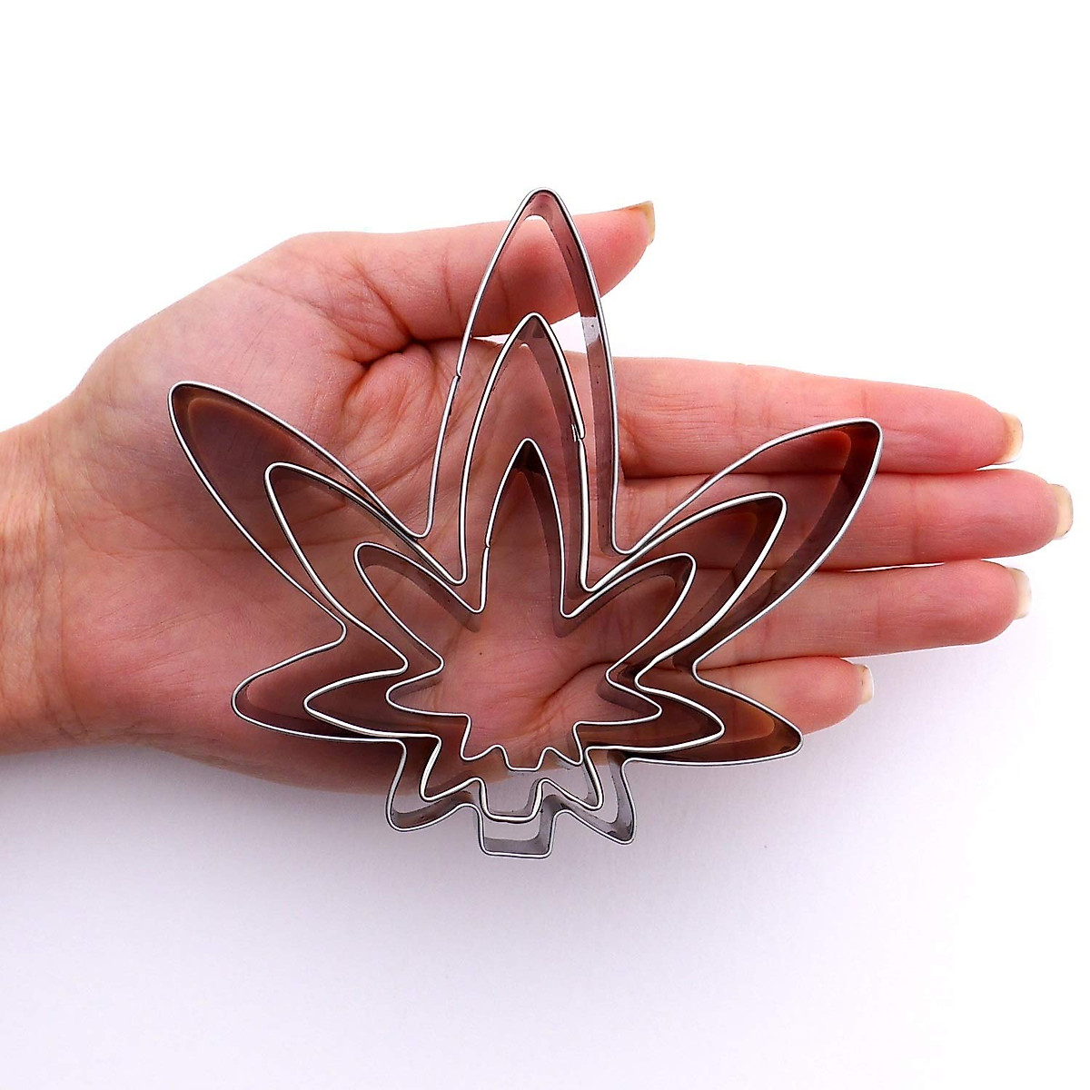 Sweet Cookie Crumbs Cookie Cutter - 3 Piece Set - Stainless Steel (Hemp Leaf)