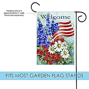 Toland Home Garden 112060 Patriotic Welcome Patriotic Flag 12x18 Inch Double Sided for Outdoor Flower House Yard Decoration