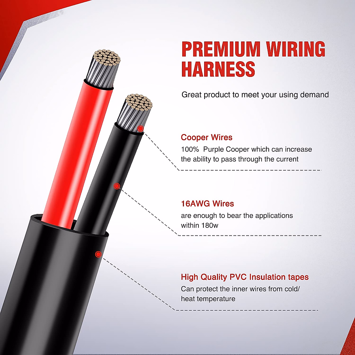 Nilight - NI -WA 06 LED Light Bar Wiring Harness Kit - 2 Leads 12V On Off Switch Power Relay Blade Fuse for Off Road Lights Work Light, 2 Years Warranty,Black