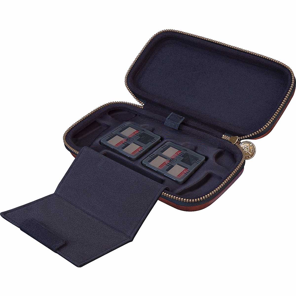 Officially Licensed Nintendo Switch Deluxe Zelda Link Travel Case – Premium Hard Case Made with Koskin Saddle Leather Embossed with Zelda Breath of The Wild Art 2 Game Cases
