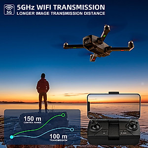 Brushless Motor Drone with 2 Cameras for Adults 5GHz WIFI FPV Drones, RC Quadcopters with Wind Resistance Class 4, Optical Flow, 2 Batteries 30 Minutes for Beginners