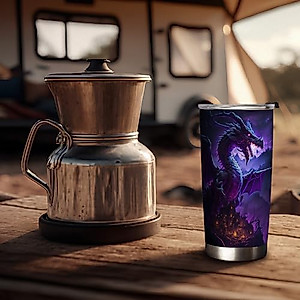20oz Mythical Dark Dragon Tumbler, Gaming, Gamers Gifts for Dragon Lovers, Coffee Thermos for Men, Stainless Steel Double Wall Vacuum Insulated Coffee Mug, Travel Cup with Lid