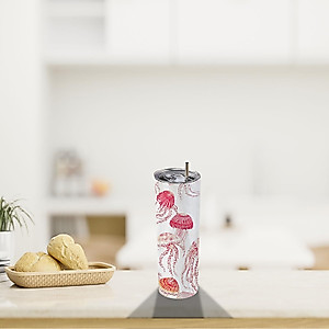 Medpol Minimalism jellyfish print cups tumbler with lid and straw 20 oz insulated tumbler，Colorful jellyfish cute sippy cups stainless insulated travel coffee mugs for women