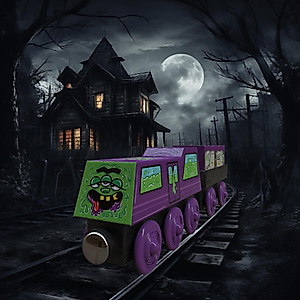 ZANY TRAINS Series 1 - Wooden Train Set with Cargo - Compatible with All Wooden Train Sets - Wooden Train Cars (Toxic Ted)