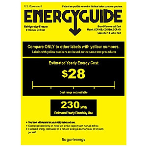 Commercial Cool CCR16B Compact Single Door Refrigerator and Freezer, 1.6 Cu. Ft. Mini Fridge, Black