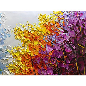 V-inspire Art, 30x60 inch Modern Abstract Oil Painting on Canvas Wall Art Hand Painting Bright-Coloured Tree Art Living Room Bedroom Decoration Ready to Hang