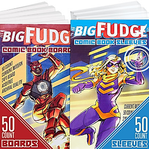 Big Fudge 50 Comic Book Bags and Boards - Protector Sleeves for Comics and Magazines - Archival Protection for 1990s to Current Comic Books - 7.25" x 10.5"
