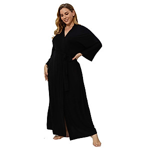 Super Shopping-zone Women's Plus Size Long Robes Kimonos Plus Size Maternity Robes Delivery Robes Sleepwear,Black 3X