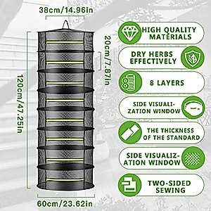 Gransuncy Herb Drying Rack Hanging Mesh Net, Drying Rack Hanging Dryer Dry Net with Pruning Shear for Drying Petal Plants