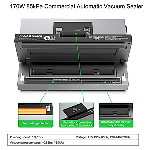 Ecojoy 12" Commercial Vacuum Sealer Machine V9100, 5 Modes Food Sealer Vacuum Continuously Uses 500+ Times Without Overheating, 85kpa Stainless Vacuum Sealer Food Sealer for Food Storage