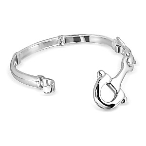 WithLoveSilver 925 Sterling Silver Double Horse bit Equestrian Bangle Bracelet