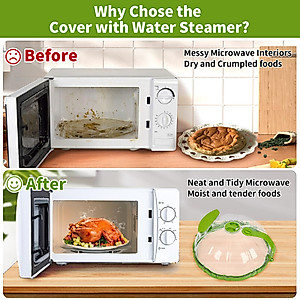 Microwave Splatter Cover for Food Guard - Microwave Cover with Water Steamer 10 Inch Plate Covers - Upgraded Kitchen Gadgets and Accessories - House Essentials for Kitchen