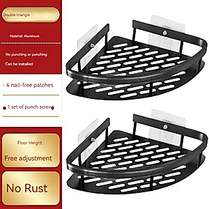 MXITA Corner Shower Caddy,Adhesive Shower Corner Organizer Shelves,Bathroom Shower Organizer Shelves，No Drilling, for Toilet, Bathroom, Dorm and Kitchen 2 Pack (black)