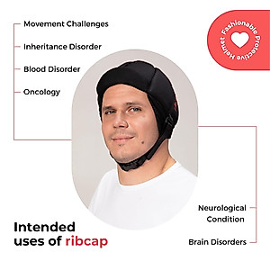 Ribcap Fox Medical Grade Protective Helmet | Black | Medium (22-23") | Soft Helmet for Epilepsy | Protective Helmet for Seizures | Fashionable and No Stigma