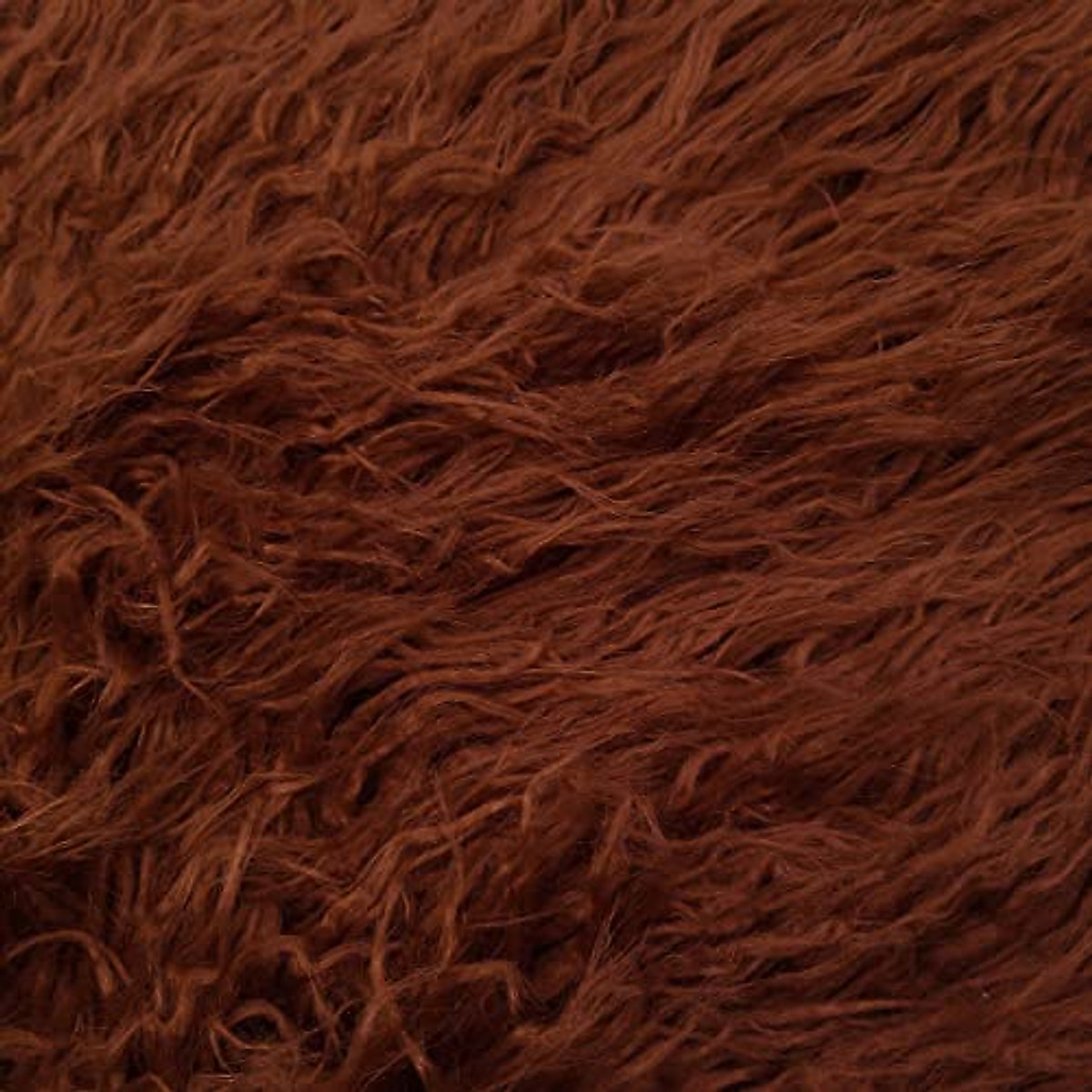 Texco Inc Mongolian Sheep Wool 2-3 Inches Long Pile Faux Fur Fabric, Red Brown 1 Yard