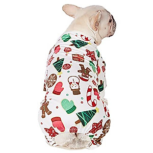 Impoosy Dog Christmas Shirt Pet Snowman Pajama Sotf Puppy Candy Clothes Cat Xmas Cotton Clothing (XL)