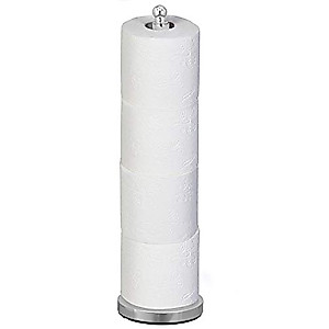 Tatkraft Ideal - Free Standing Toilet Paper Holder Stand - 20.1in (51cm) - Storage for 4 Rolls - Paper Towel Holder - Chrome Plated Steel