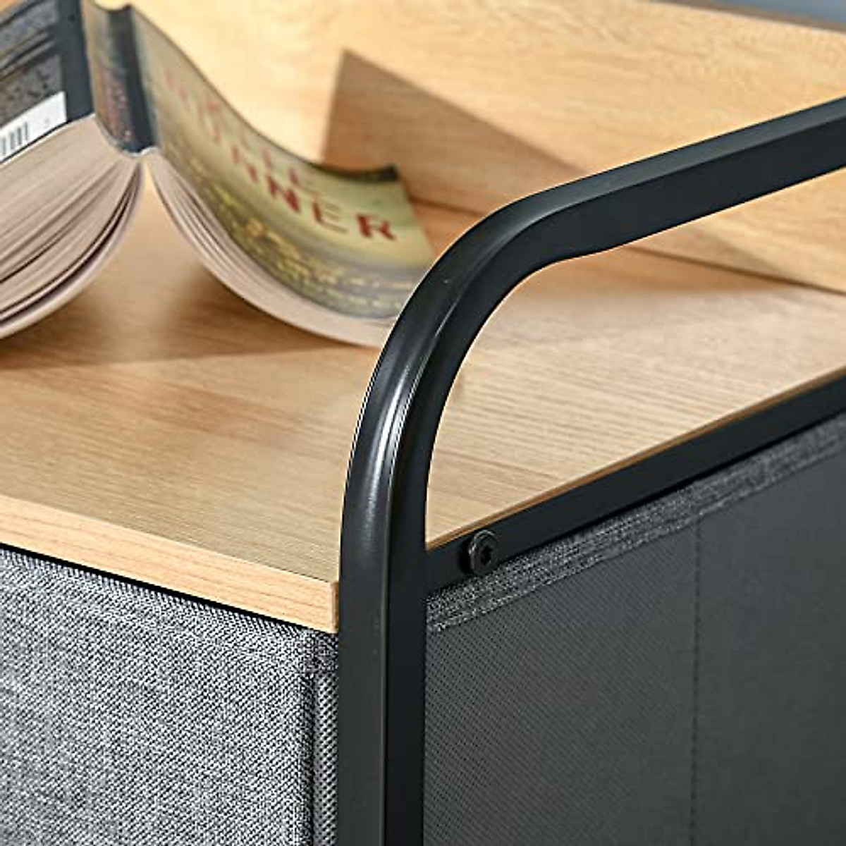 HOMCOM 7-Drawer Dresser, Fabric Chest of Drawers, 3-Tier Storage Organizer for Bedroom Entryway, Tower Unit with Steel Frame Wooden Top, Light Grey