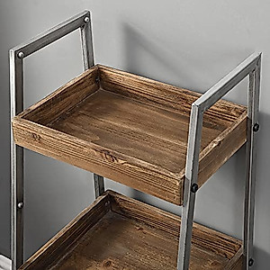 FirsTime & Co. Silver and Brown Garner 3-Tier Storage Shelf for Living Room, Bedroom, Bathroom, Kitchen, Home Office, Metal and Wood, Farmhouse, 13.5 x 13.5 x 34 inches