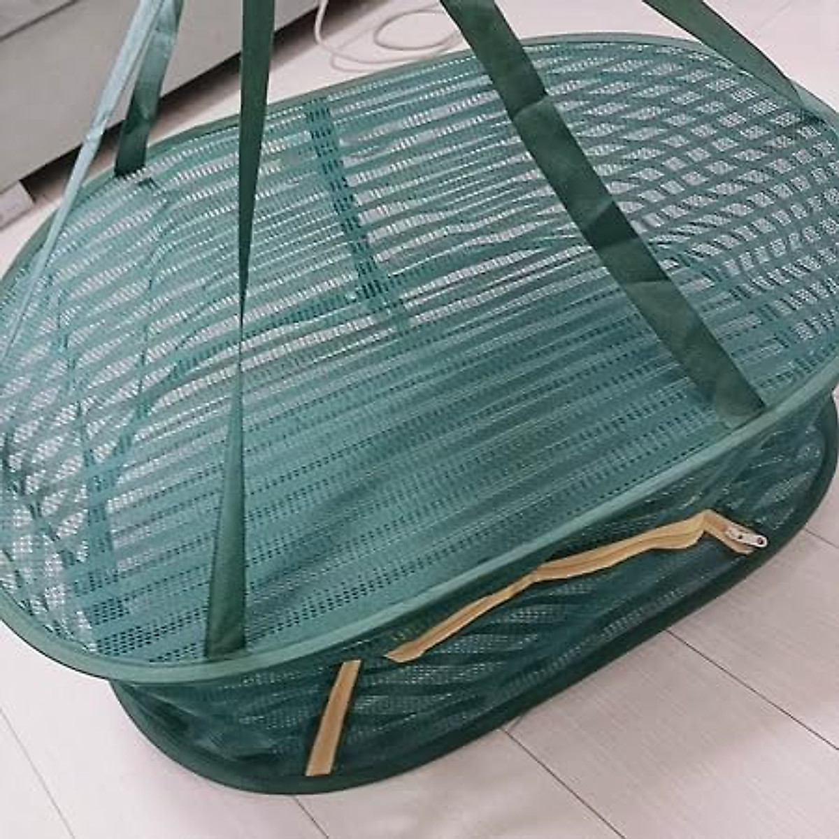 TANOVCEP Foldable Drying Net for Vegetables, Fish, and Dehydrated Goods, Multi-Tiered Food Drying Net, Versatile Drying Rack, Windproof Design, Zipper Closure for Insect Protection 4Layer