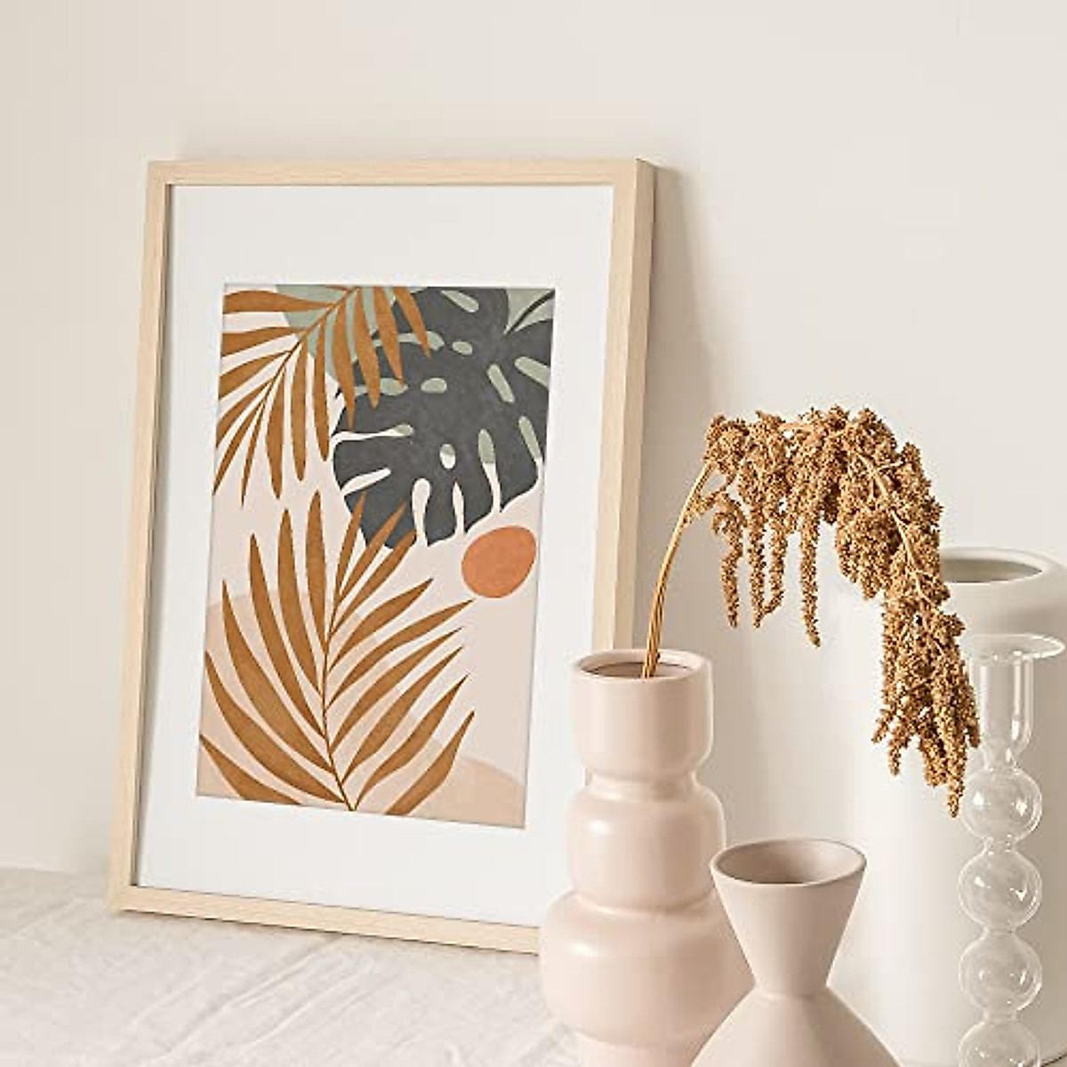 Canssape Boho Wall Art Set of 6 Geometric Abstract Wall Poster for Bedroom Mid Century Modern Wall Art 8"x10"Boho Wall Decor for Room Aesthetic (Unframed)(Green)