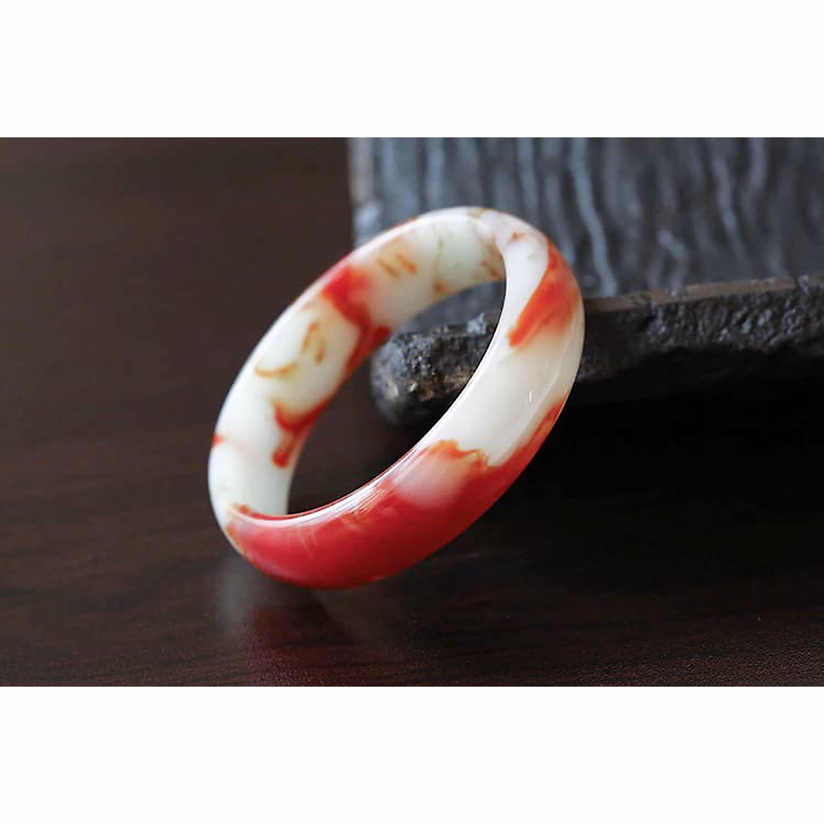 Natural Gobi Chicken Blood Jade Bangle, Protection Gemstone Brings Good Luck and Fortune, Crystal Bracelet, Jewelry Accessories (Red, 64-66mm)