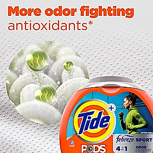 Tide PODS Liquid Laundry Detergent Soap Pacs, 4-n-1 with Febreze, HE Compatible, 85 Count, Fights even week old Odors, Sport Odor Defense