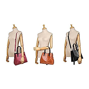 GJGJTER Synthetic PU Leather Tote for Women Simple One-shoulder Portable Messenger Crossbody Hobo Bags 3-piece Set-Brown