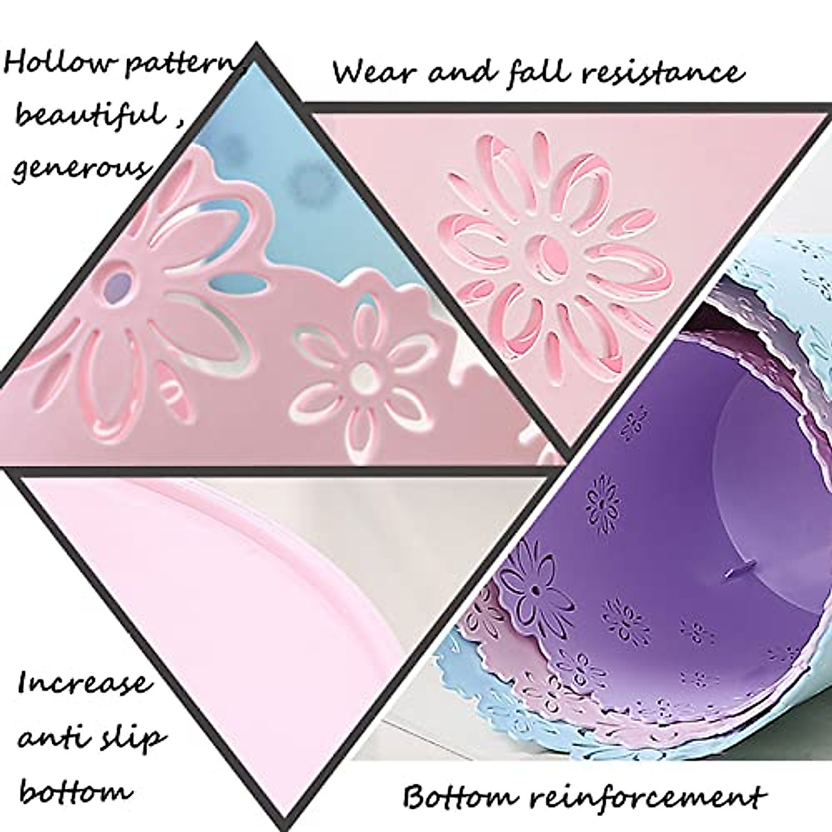 Scakbyer Wastebasket, Hollow Flower Shape Plastic Lidless Wastepaper Baskets Trash Can - M - Blue