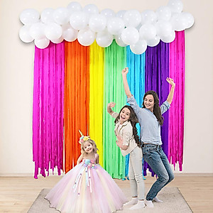 Rainbow Party Backdrop with Balloon Garland, Rainbow Cloud Birthday Photo Backdrops Props Booth Rainbow Balloon Arch Kit for Kids Rainbow Birthday Decorations Baby Shower Photography