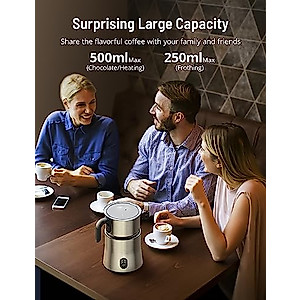 RATRSO Milk Frother and Steamer, 4 IN 1 Frother for Coffee 16.9OZ, Hot Chocolate Maker, Detachable Milk Warmer, Hot/Cold Foam Maker, Dishwasher Safe, Frother for Coffee, Latte, Cappuccino